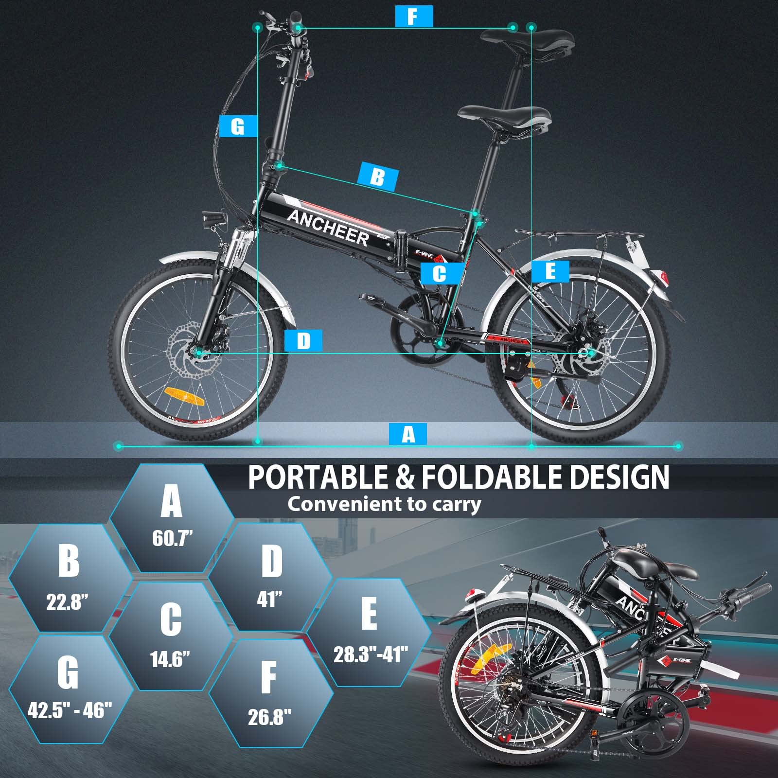 ANCHEEER 26inch Mountainbike Electric Bike