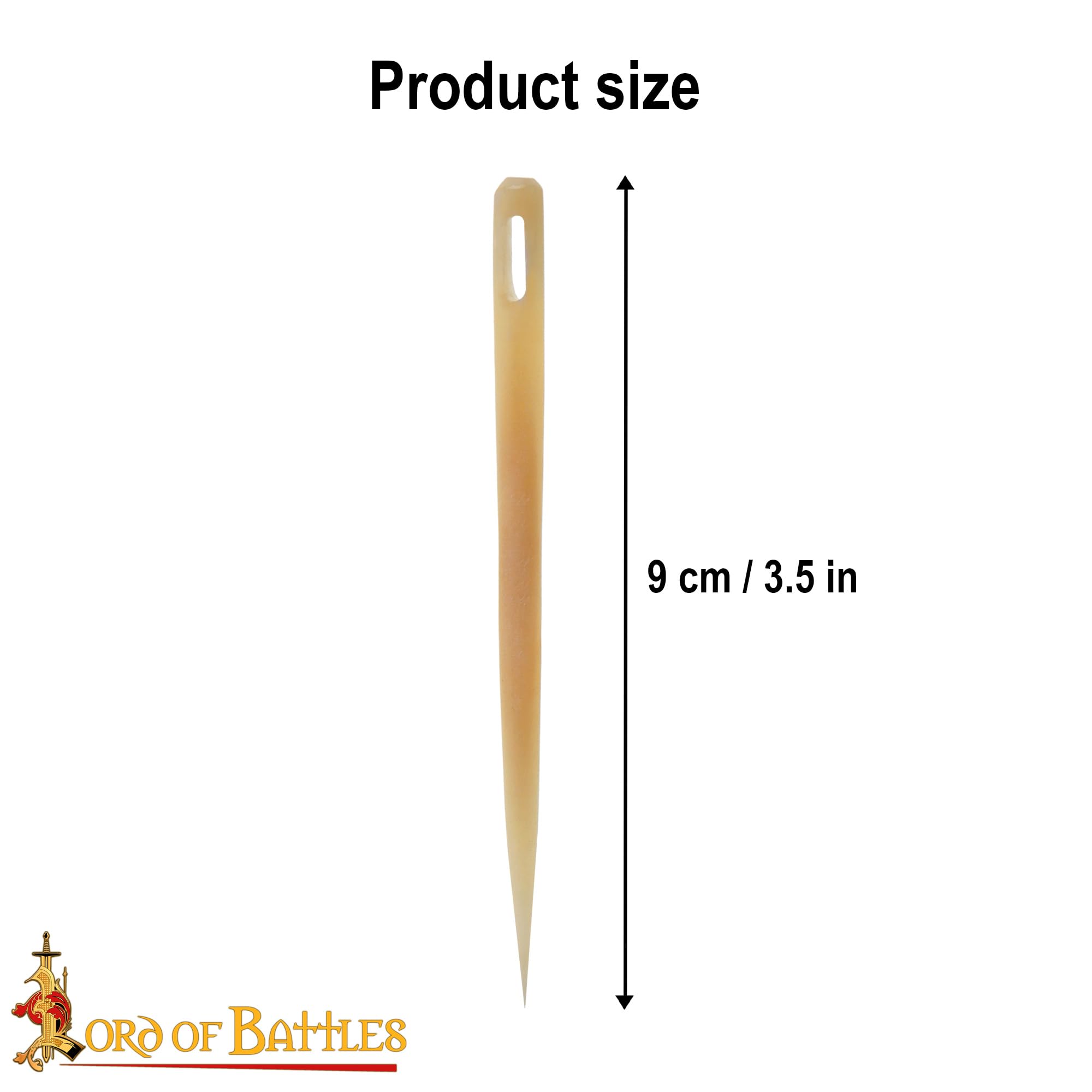 Lord of Battles Medieval Needle Viking Embroidery Needle Handmade Knitting Needles Binding Tool, Multipurpose Weaving/Knitting/Stitching Needles for Craft Work (Set of 5, Bone Needles - 3.5")