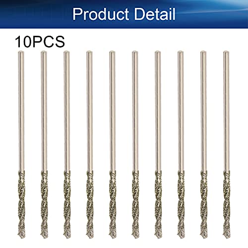 Bettomshin 1.2mm Diamond Twist Drill Bits High Speed Steel HSS for Glass Sea Shells Stone Tiles 10Pcs