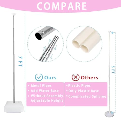 AooeDomi Metal Balloon Column Kit Set of 4, Reusable Telescopic Design with Base, Height Adjustable from 1.5 to 7 Ft, Balloon Stander for Party Decorations