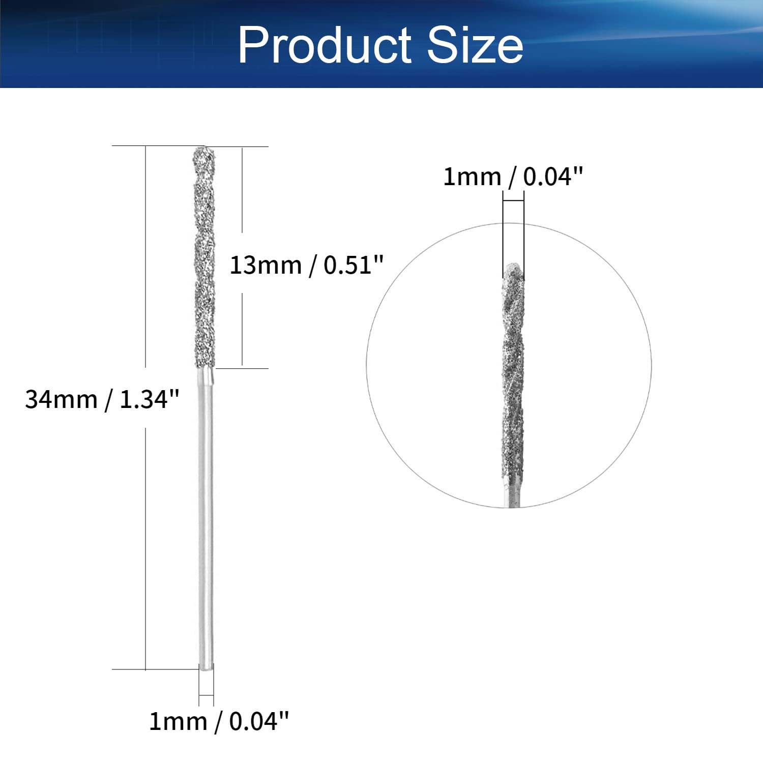 Bettomshin 10Pcs Diamond Drill Bit, 1mm Diamond Twist Drill Bit Set for Drilling Stone Jewelry Sea Glass Beach Shells Gemstones