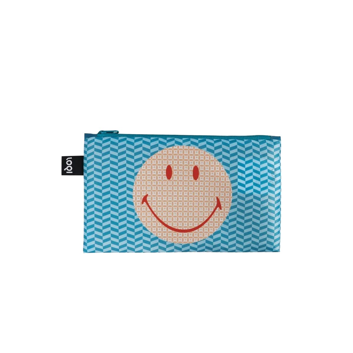 LOQI Artist Smiley Zip Pockets, Set of 3, Blossom & Geometric