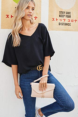 FashionPuzzle Envelope Wristlet Clutch Crossbody Bag with Chain Strap (Mustard) One Size