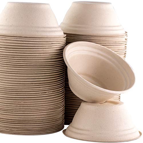 Vet-Grade Biodegradable Disposable Pet Bowls Bulk 100 Pk 8 Oz/1 Cup. Non-Toxic Food and Water Dishes for Puppies, Small Dogs or Cats. Sturdy and Leakproof for Healthy Pets!