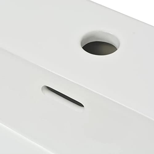Basin with Faucet Hole Ceramic White 30"x16.7"x5.7",Modern Ceramic Basin: Artistic and Elegant for Bathroom and Powder Room Bath Fixtures,Bathroom Sinks