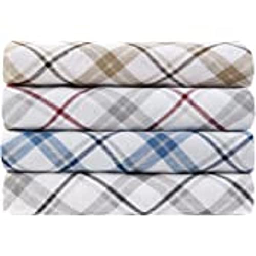 Comfort Spaces Cotton Flannel Breathable Warm Deep Pocket Sheets with Pillow Case Bedding, Cal King, Grey/Red Plaid 4 Piece