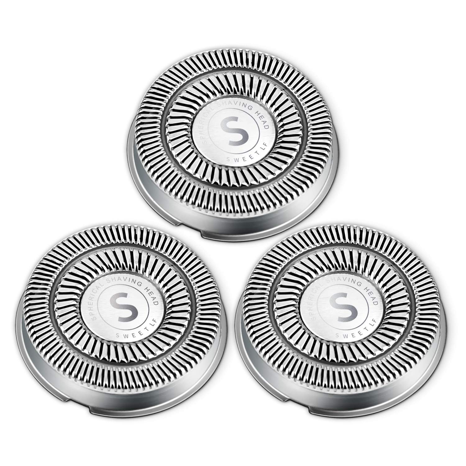 SweetLF 3 Pcs Replacement Shaver Head Blade Cutters IPX7 Waterproof Electric Razor Wet & Dry 3D Men’s Rotary Shaver SW-BC09