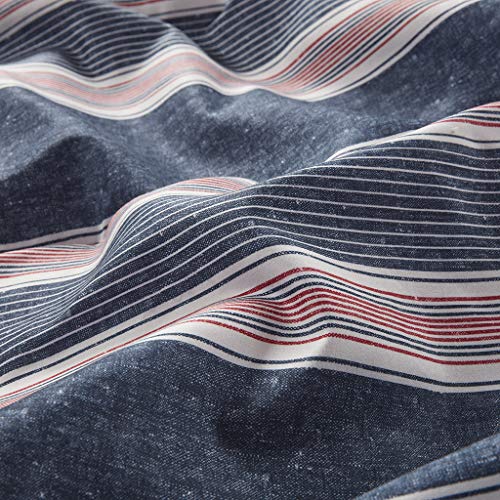 Comfort Spaces Bed in A Bag Comforter Set - College Dorm Room Essentials for Boys Men Bedding, Complete Dormitory Bedroom Pack And Sheet with 2 Side Pockets, Full, Stripes Navy/Red
