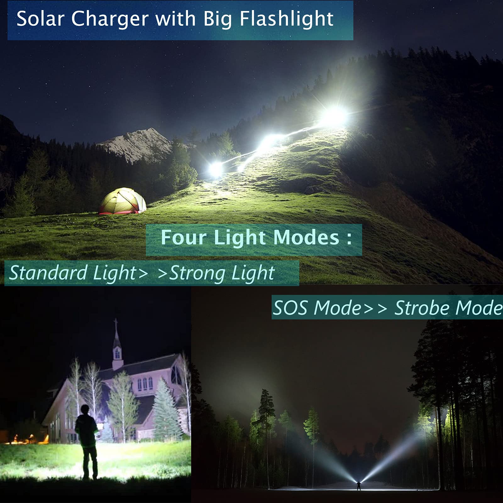 ANYFONG Solar Power Bank, 30000mA PD20W QC3.0 USB C Fasting Charging Solar Charger 10W Wireless Portable Phone Charger Power Bank, Battery Charger with Camping Light