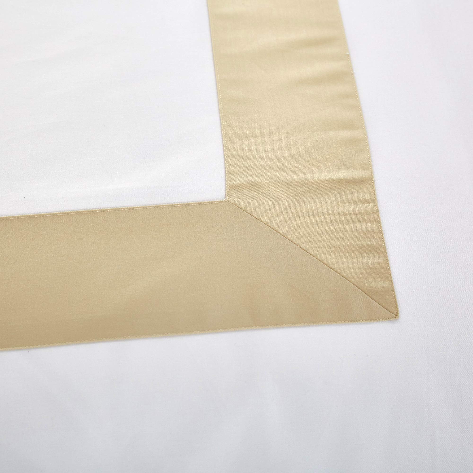Bicolore Collection Duvet Covers Set 3 Pieces Do Not Include Filling ClassIC European 100% Egyptian Cotton Sateen Luxury 400 Thread Count Frame Patchwork Manufacturing(White/Beige,King)