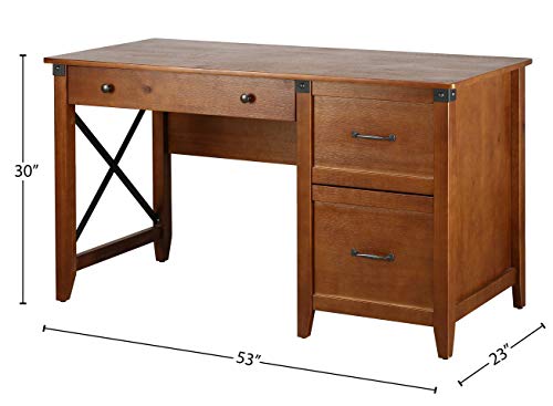 Amazon Brand β Ravenna Home Solid Pine Writing Desk, 53.25"W, Antique Espresso