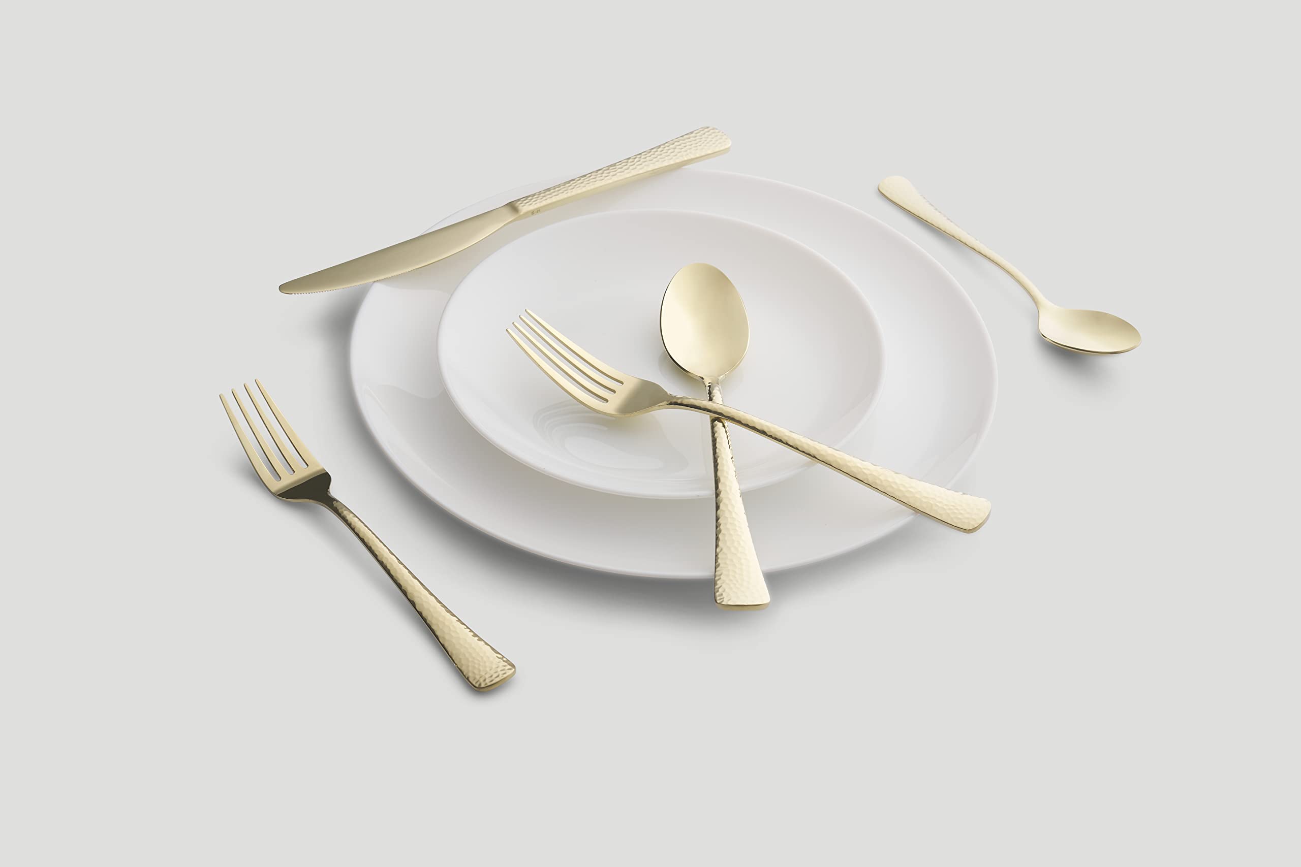 Cambridge Silversmiths Champagne Mirror Brody Hammered 20 Piece Flatware Set, Service for 4, 0