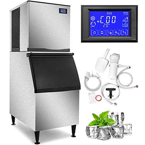 VEVOR 110V Commercial Ice Maker 550LBS/24H, 350LBS Large Storage Bin, ETL Approved, Clear Cube, Advanced LCD Panel, SECOP Compressor, Air Cooled, Quiet Operation, Include Scoop & Premium Water Filter