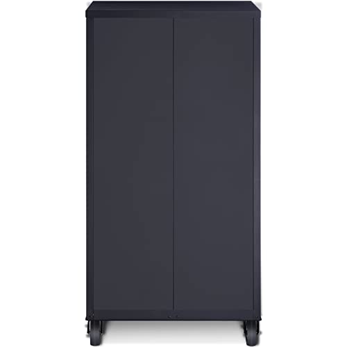 VEVOR Metal Storage Wheels, 200 lbs Load Capacity per Shelf 72'' Tall Powder-Coating Steel Cabinet with 4 Adjustable Shelves, Magnet Doors & Lock, Perfect for Office Home Garage, Black