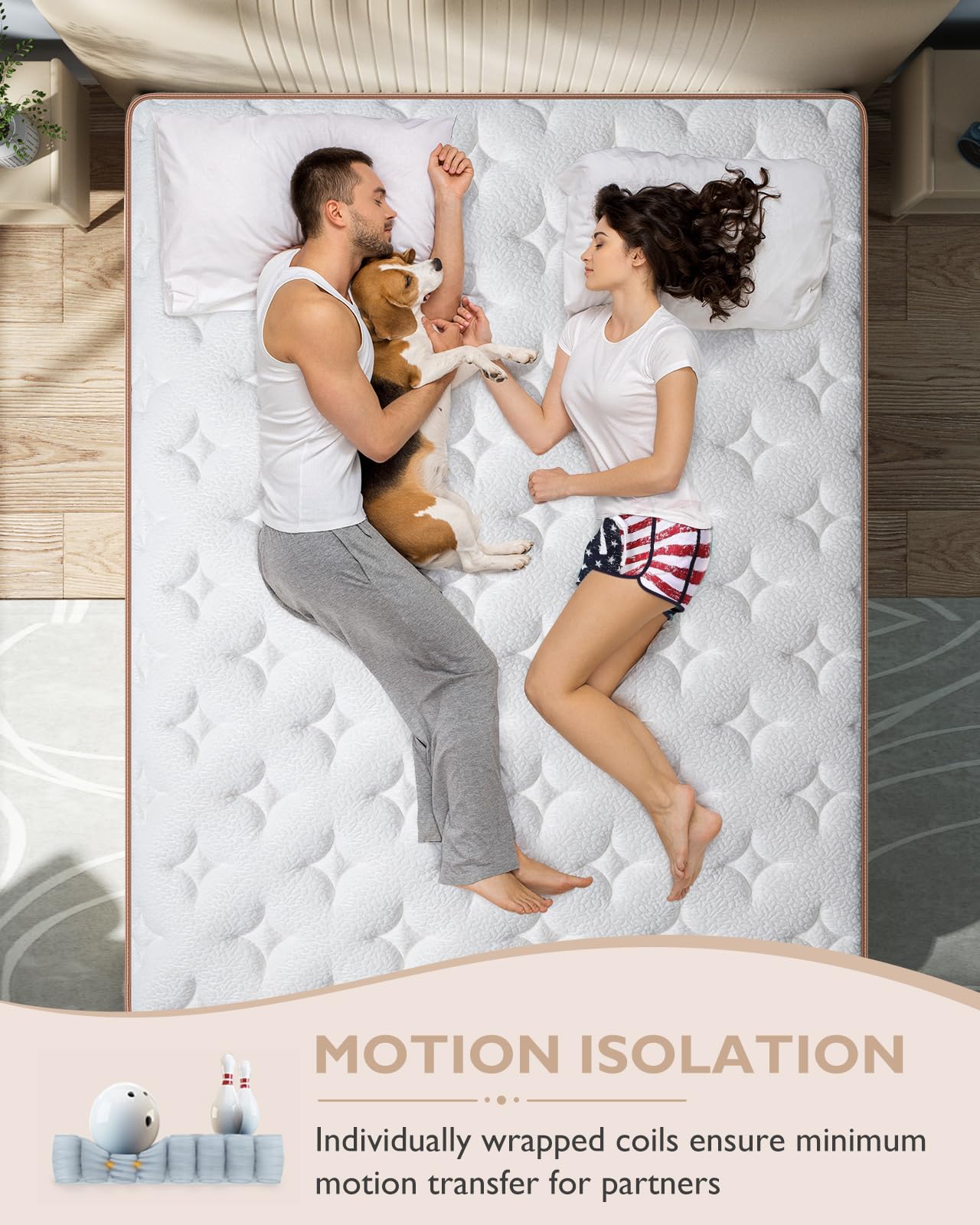 BedStory Queen Mattress - 14 Inch Hybrid Mattress in a Box - Individually Wrapped Coils for Pressure Relief and Motion Isolation