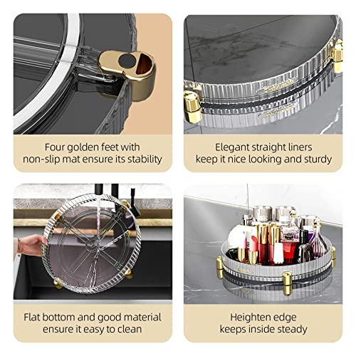 Amoilly 11" Lazy Susan Organizer, Turntable Lazy Susan for Cabinet, Makeup Perfume Organizer, Bathroom Vanity Tray, Spice Bottle Organizer, Counter Organizer (White)