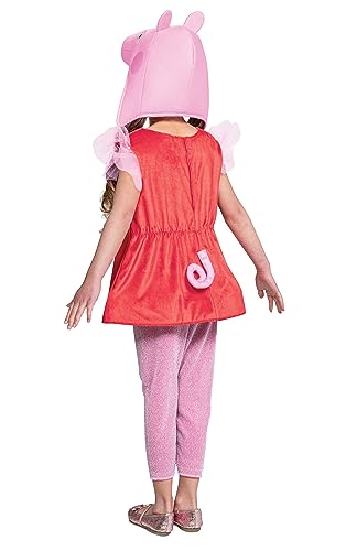 Disguise Peppa Pig Costume for Girls, Official Nick Jr Character Jumpsuit Dress and Hat, Classic Toddler Size Medium (3T-4T)
