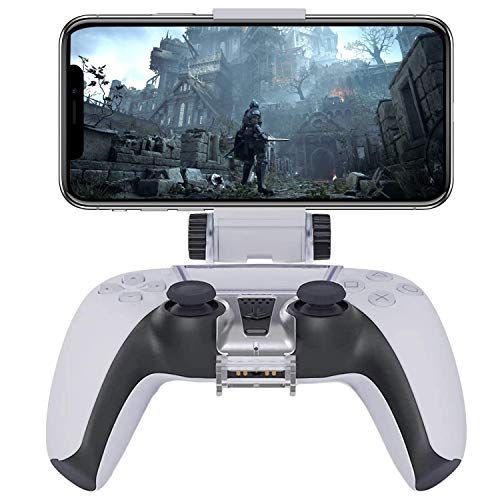 AJKTHGE PS5 Controller Phone Clip Mount Holder, Mobile Phone Clamp Bracket Holder with Adjustable Stand Compatible with Playstation 5 Wireless Controllers.
