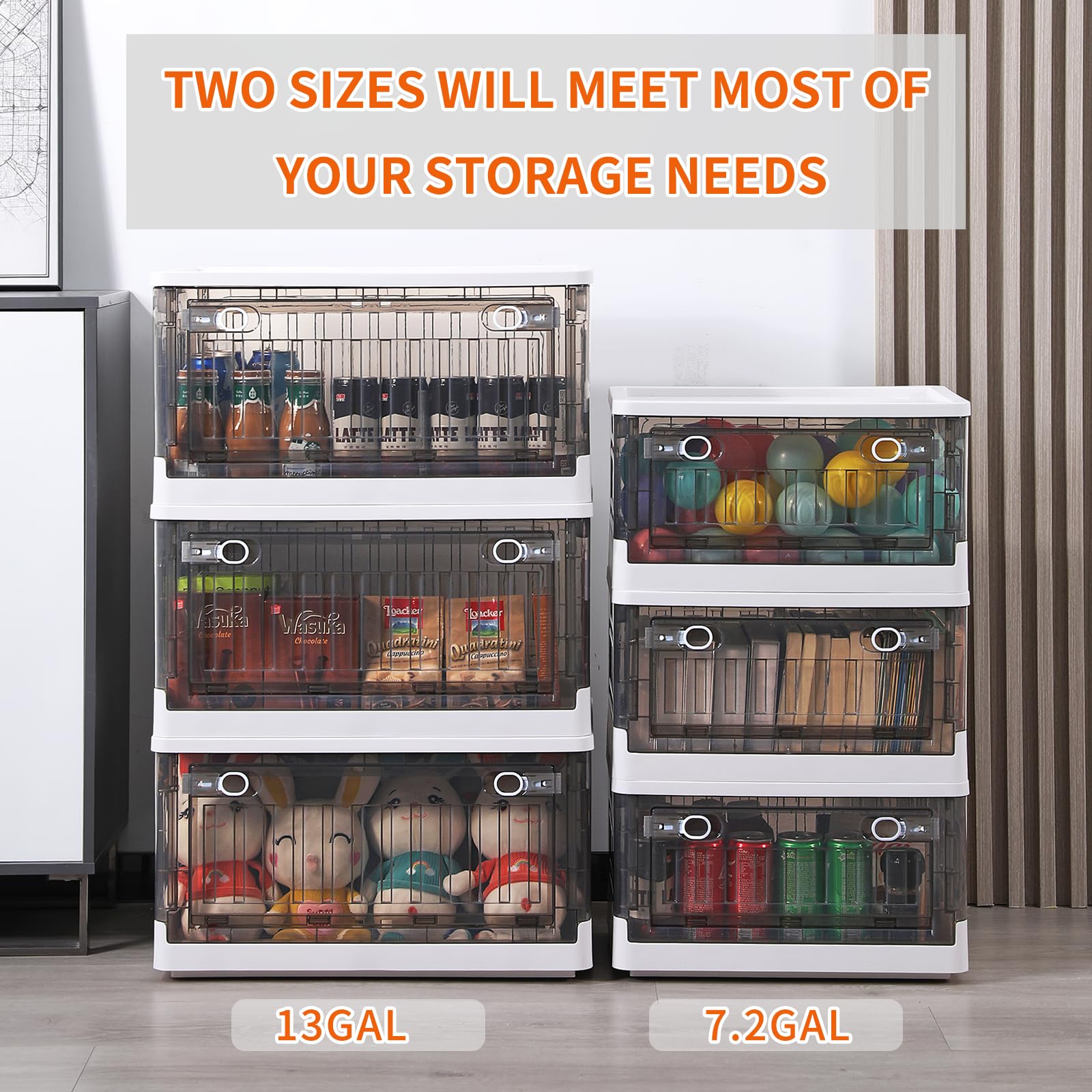 Anysig Closet Organizers and Storage - Stackable Collapsible Storage Bins 13 Gal, Storage Bins with Lids and Wheels: Foldable Box Storage Containers for Home, Dorm Room Essentials (3 Pack)