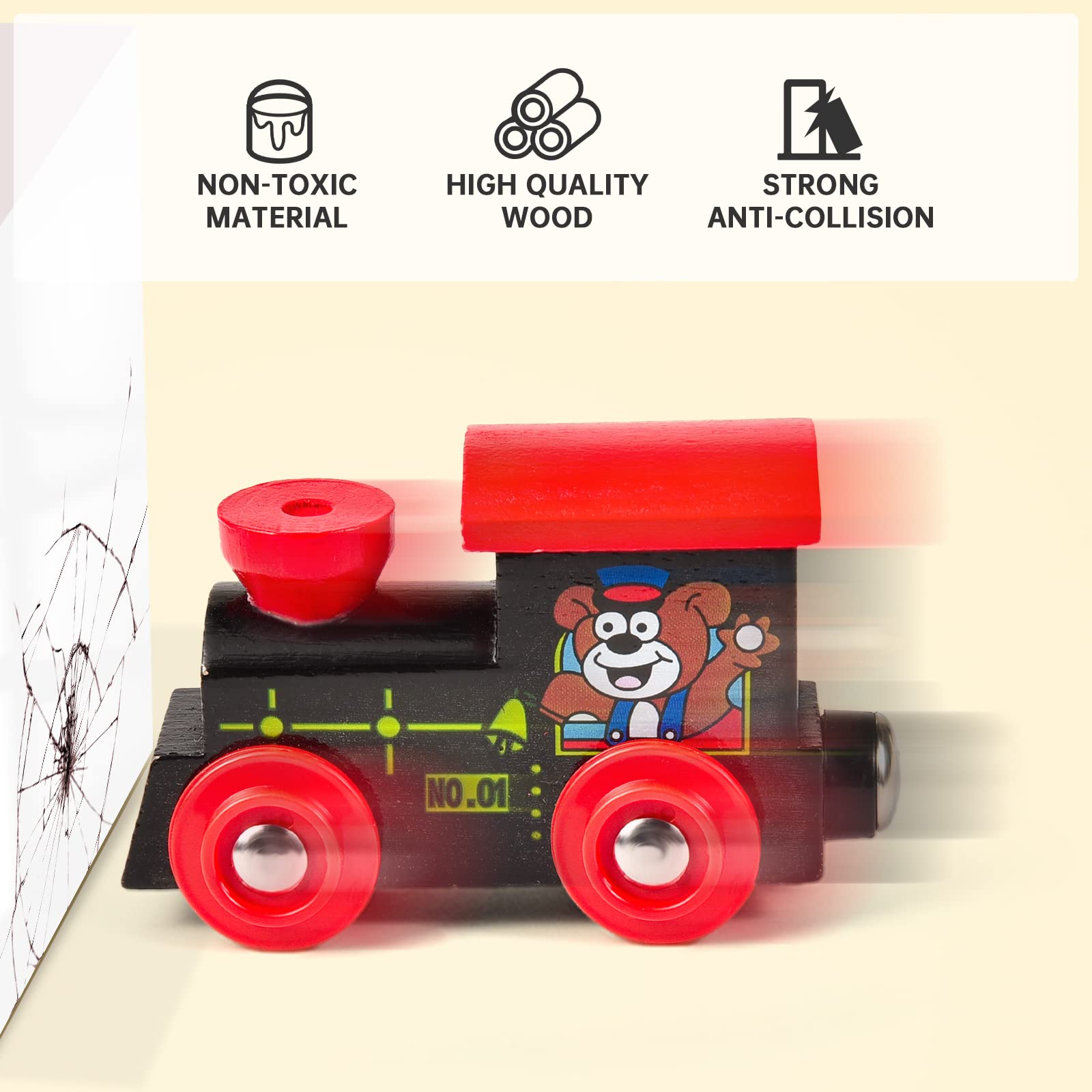 Atoylink 12 Pcs Wooden Vehicle