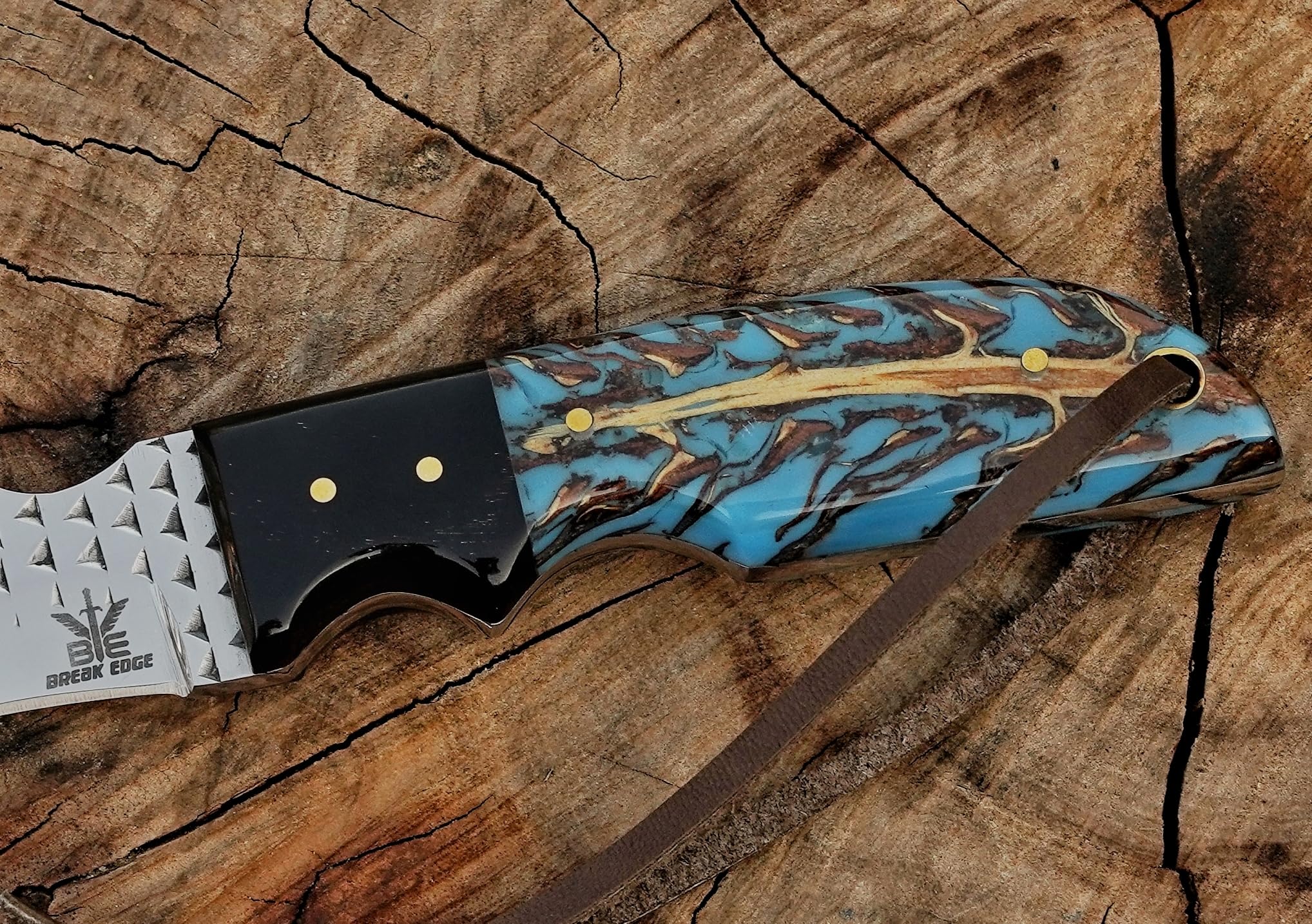 BE BREAK EDGE Handmade Steel Lineman’s Hawkbill knife with Leather sheath,Wire Skinning knife,Heavy Duty Utility knife, Fixed blade Full Tang Electrician knife for professional,(Bison Horn Handle)