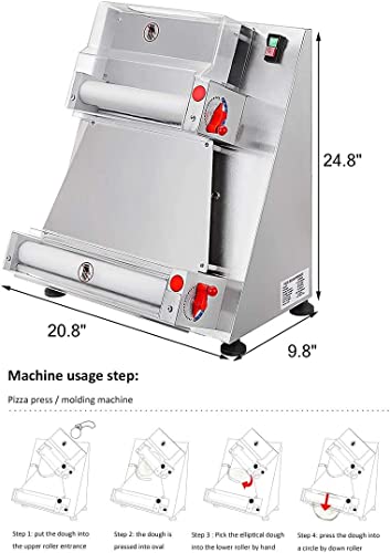 HACSYP Pizza Dough Press, Automatic Pizza Dough Roller Sheeter Maker, 370W Commercial Dough Machine, 3-15 inch Pizza, Kitchen Tools
