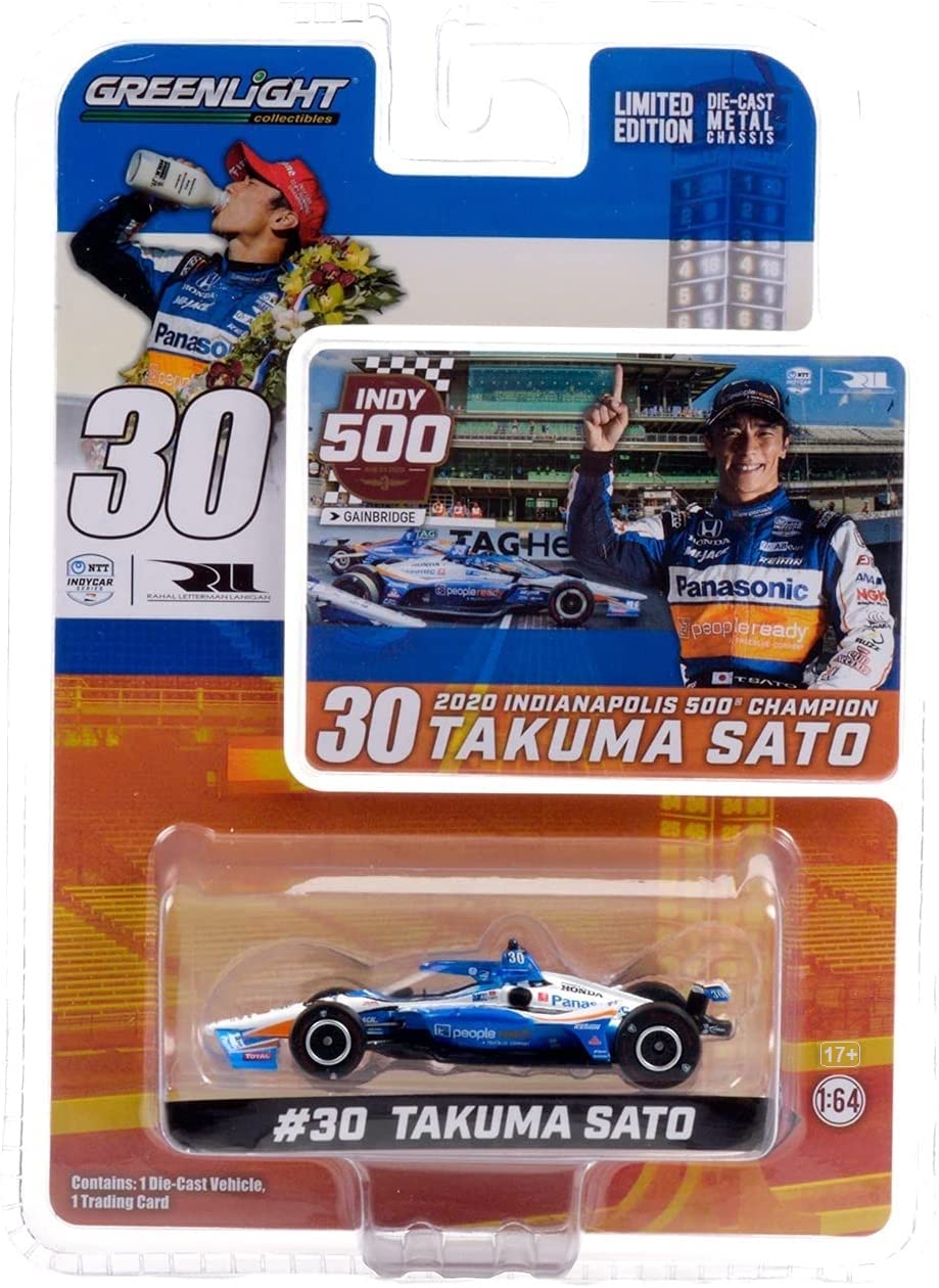 INDYCAR Greenlight 10884 Takuma Sato, 2020 Rahal Letterman Lanigan Racing #30 / PeopleReady / 2020 Indianapolis 500 Champion 1:64 Scale