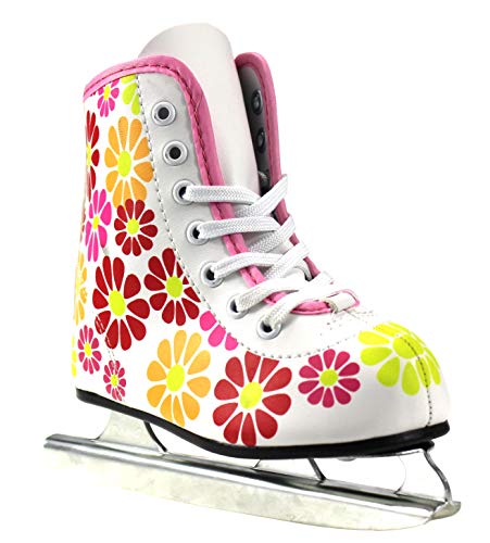 American Athletic Shoe Girl's Little Rocket Double Runner Ice Skate, White, 8