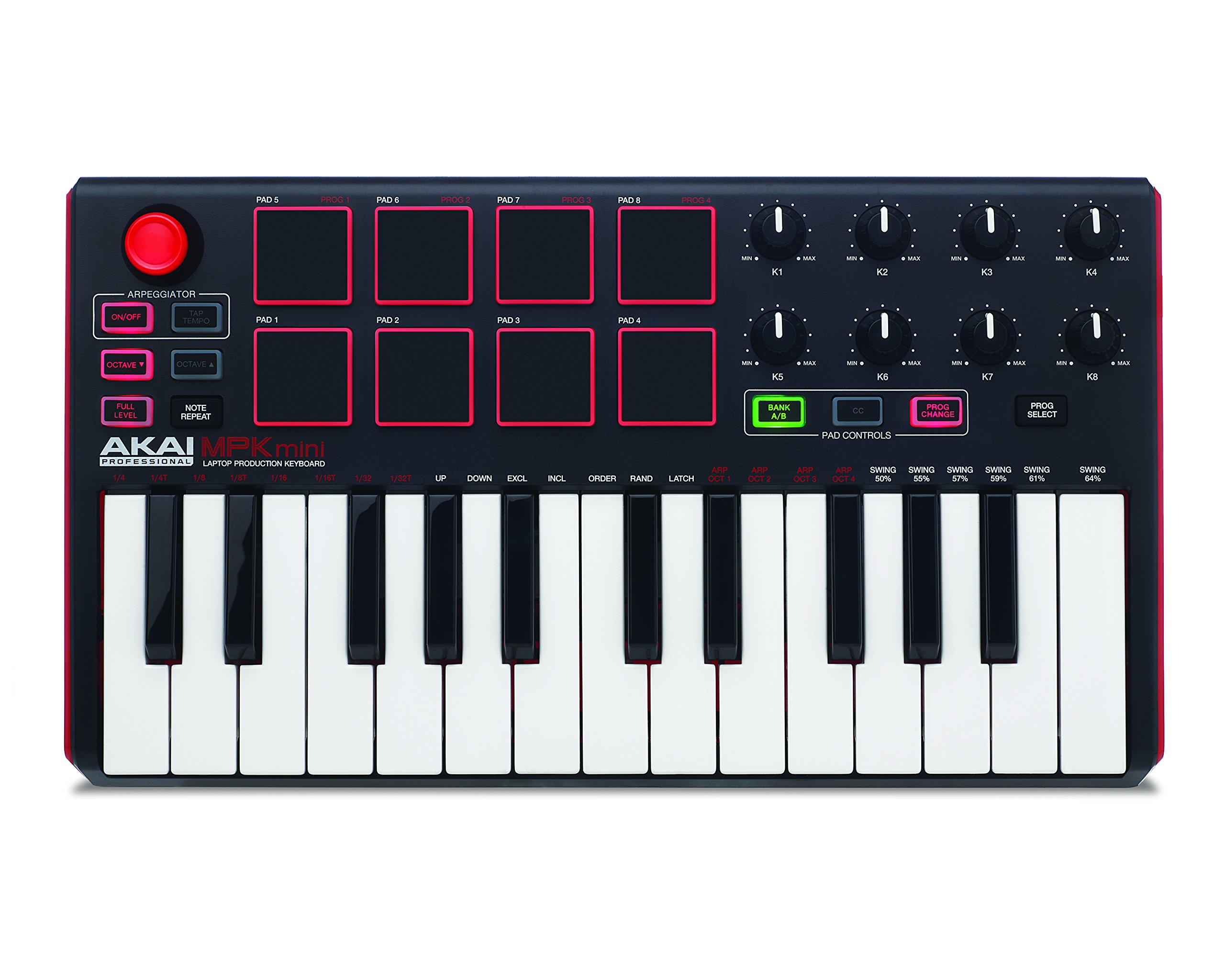 Akai Professional MPK Mini MKII β 25 Key USB MIDI Keyboard Controller With 8 Drum Pads, 8 Assignable Q-Link Knobs and Pro Software Suite Included