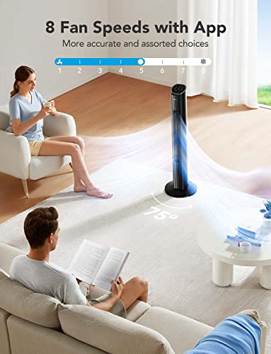 GoveeLife 36'' Smart Tower Fan for Bedroom, Oscillating Fan with Auto-Reflect, Room Fan with 8 Speeds, 4 Modes, 24H Timer with APP, Works with Alexa, Floor Fan for Home Office