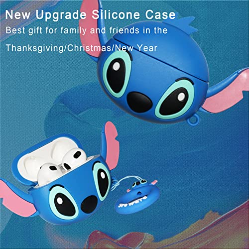 Bevulsel Replacement Case for Airpods 3 Earphone Case Cover Cute Stitc(2021), Funny Fashion Protective Silicone for AirPods Gen 3 Case Accessories Set Kit w/Ring for Teens Girls Kid(Big Ear)