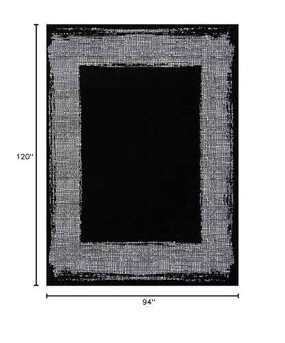 CAMILSON Bordered Black Rug 8x10 Area Rugs for Living Room Bedroom Kitchen Modern Soft Stain Resistant Non-Shedding Indoor Carpet (8 x 10 Black and Cream)