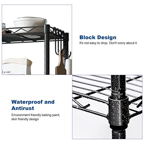 SsngygHme 5 Tier Storage Shelf Wire Shelving Unit Storage Rack Metal for Kitchen Organization, with Leveling Feet, Black (5 Tier)