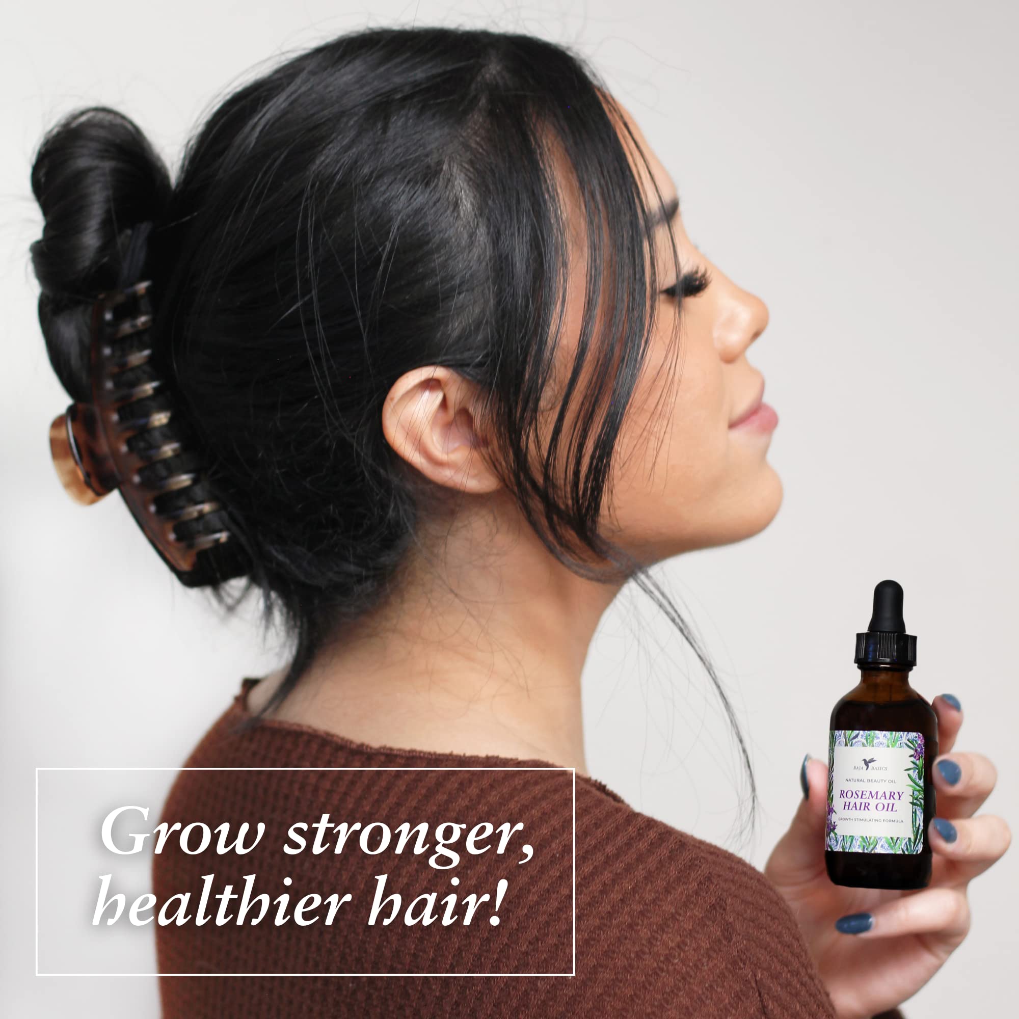 Baja Basics Organic Rosemary Oil: Hair Growth, Moisturizing for Split Ends & Dry Scalp, Hair Strengthening, All Hair Types, 2 oz