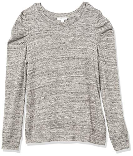 Amazon Essentials Women's Supersoft Terry Pleated-Sleeve Sweatshirt (Previously Daily Ritual), Grey Heather Space Dye, X-Large