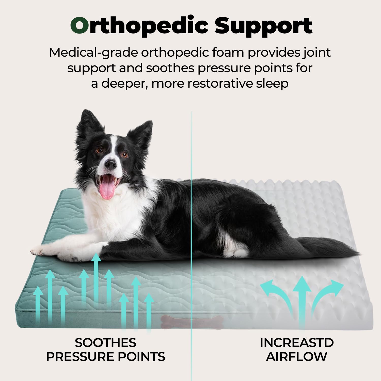 BALANCE Dog Crate Bed，Water-Resistant Orthopedic Dog Beds with Nonskid Bottom, Washable Kennel Bed Dog Mattress
