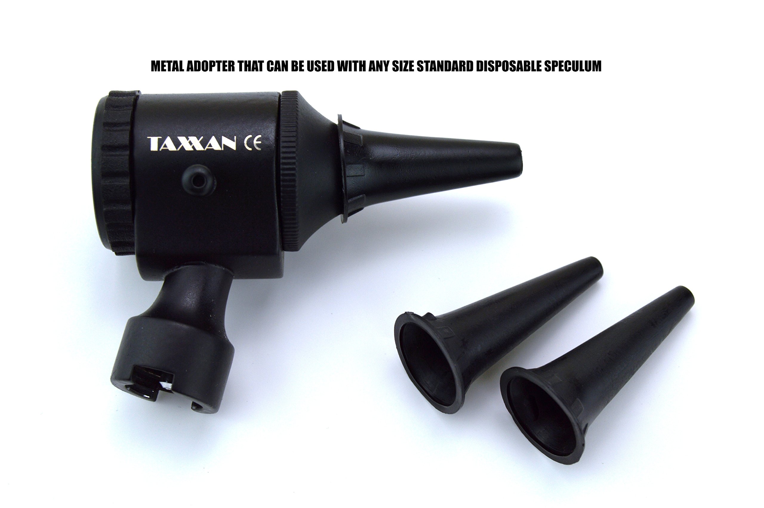 TAXXAN Veterinary Black Otoscope ENT Diagnostic Set with Metal Adapter to USE Standard Disposable Speculum …