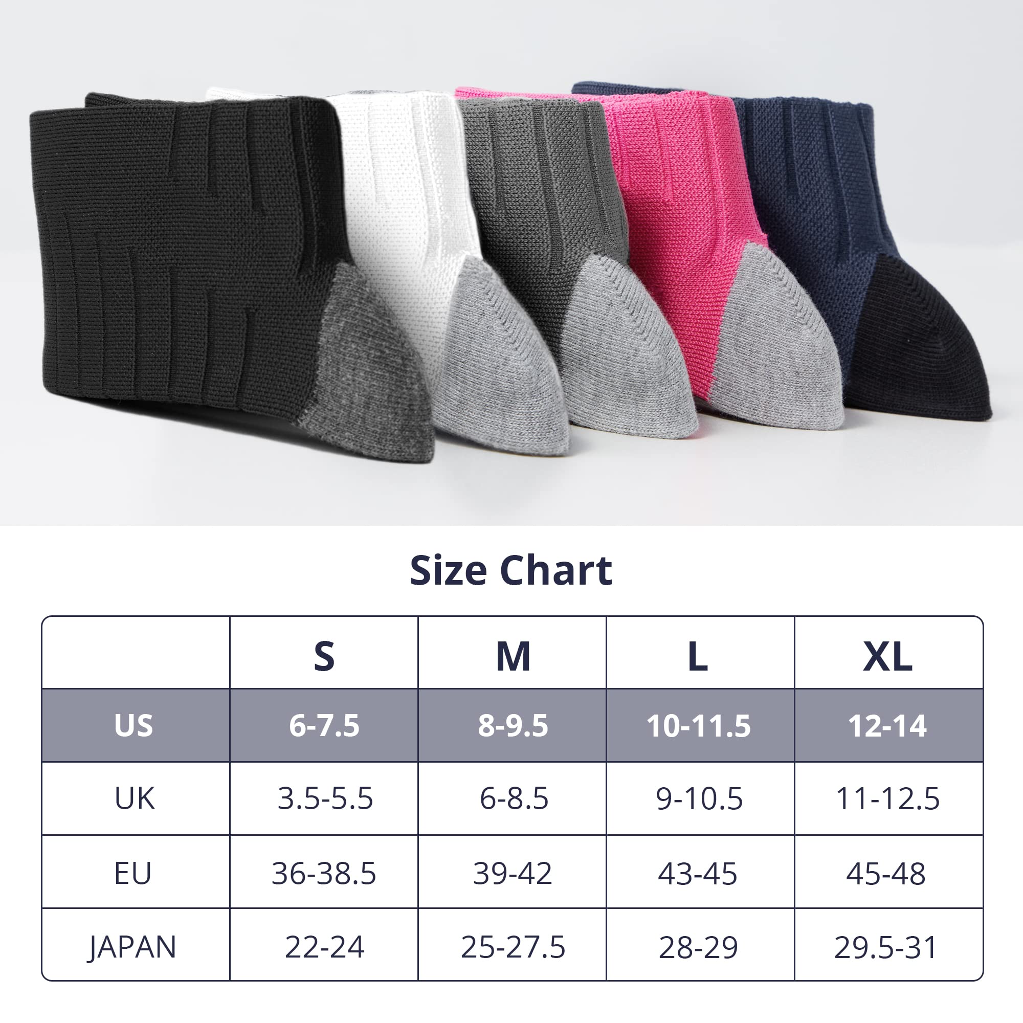 AKASO 2 Pairs Ultralight Running Socks, Crew Coolmax Cotton Athletic Sport Quarter Hiking & Running Socks for Men & Women(Dark blue L)