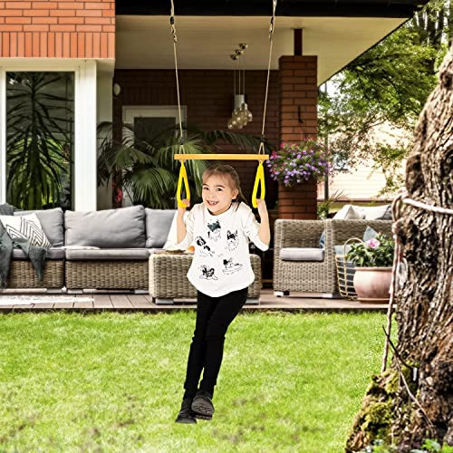 Alomejor Pull Up Ring Kids Gymnastic Rings for Upper Body Strength Fitness Training Exercise Pull Ups(Yellow)