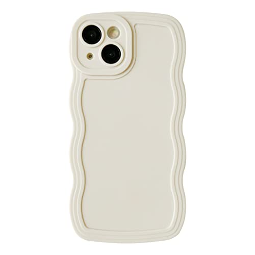 Caseative Solid Color Curly Wave Frame Soft Compatible with iPhone Case (White,iPhone 12 Pro)