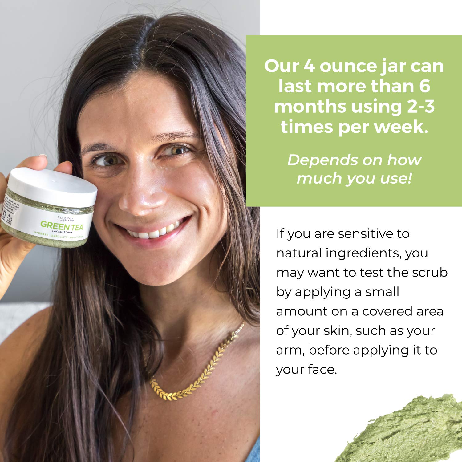 Teami Matcha Green Tea Facial Scrub For Hydrating, Moisturizing, and Exfoliating, Natural Exfoliating Body & Face Scrub, Organic Face Exfoliator Sugar Scrub with Lemongrass, Non-Greasy Face Exfoliant