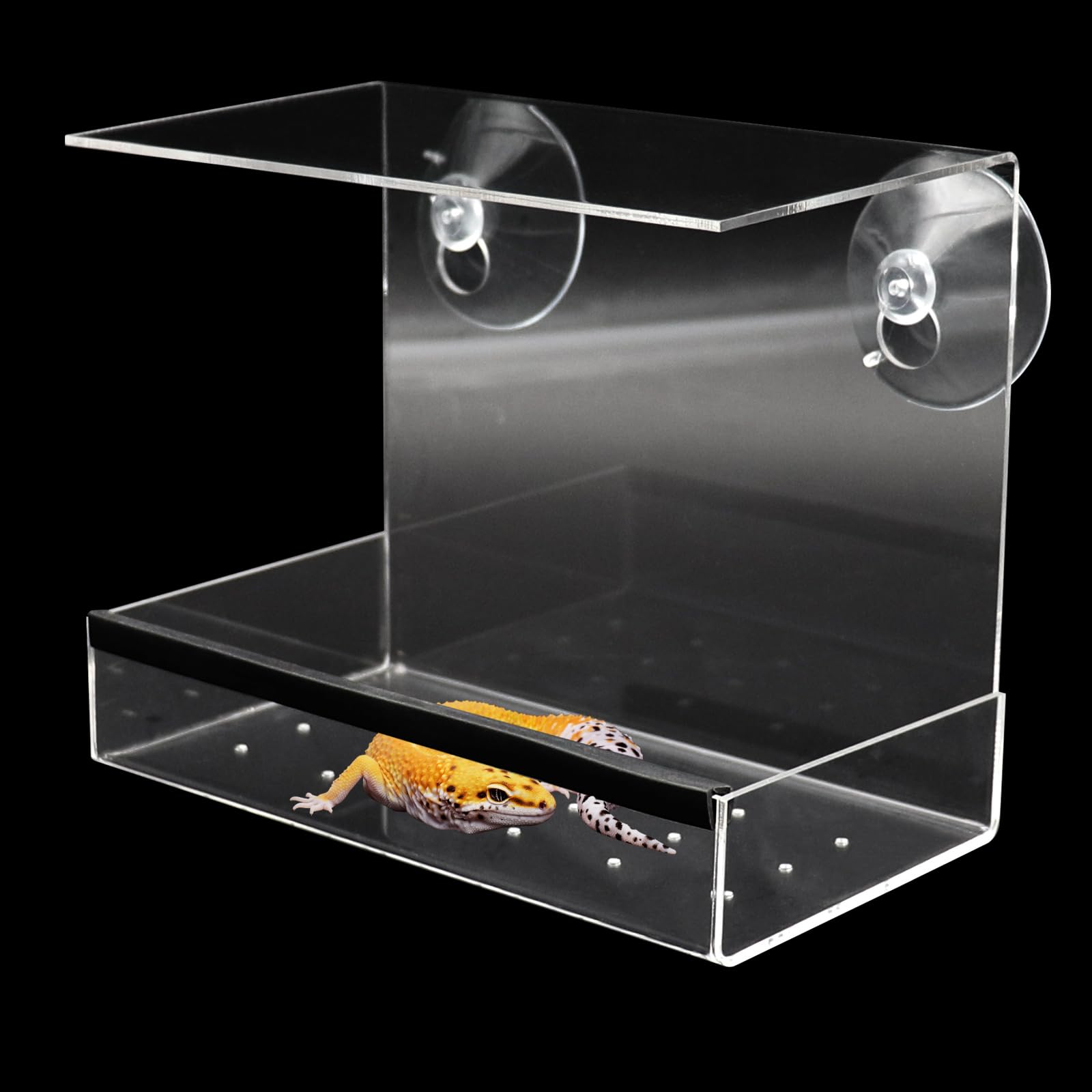 Bearded Dragon Hideout, Transparent Acrylic Lizard Hideout with Strong Suction Cups, Tank Aquarium Decor Accessories, Suitable for Reptile Gecko Frog Lizard Chameleon Hermit Crab 6.7 × 3.9 × 5.7 Inch