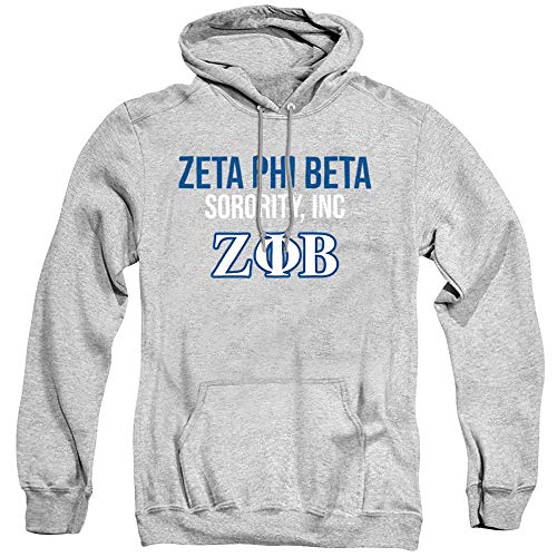 Zeta Phi Beta Sorority Official Stacked Unisex Adult Pull-Over Hoodie, Athletic Heather, X-Large