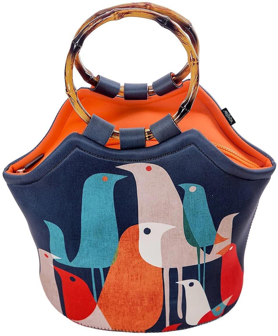 ARTOVIDA Artists Collective Lunch Purse | 11 x 15 x 6 Inches Large Reusable Insulated Lunch Tote with Inside Pocket - Design by Michelle Li Bothe (Germany) "Birches" - Bamboo
