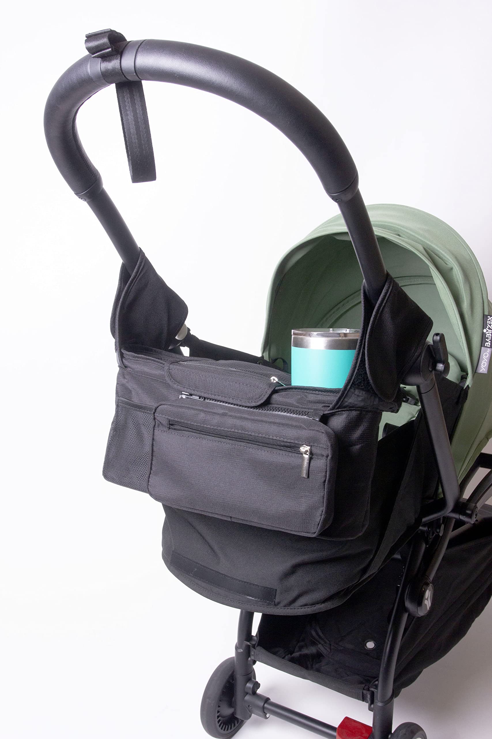 Baleek Stroller organizer with two cup holders, non-slip straps, fits any stroller or nursing chair