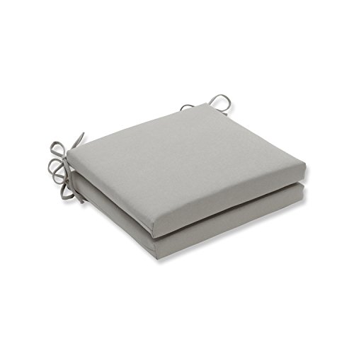 Pillow Perfect Pompeii Solid Indoor/Outdoor Patio Seat Cushions Plush Fiber Fill, Weather and Fade Resistant, Square Corner - 20" x 20", Beige, 2 Count