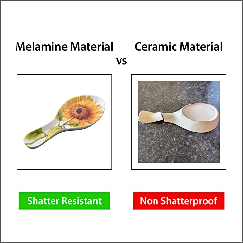 UPware Melamine Spoon Rest Spoon Holder Kitchen Utensil Holders 9.625 Inch for Kitchen Counter Dining Table (Sunflower)