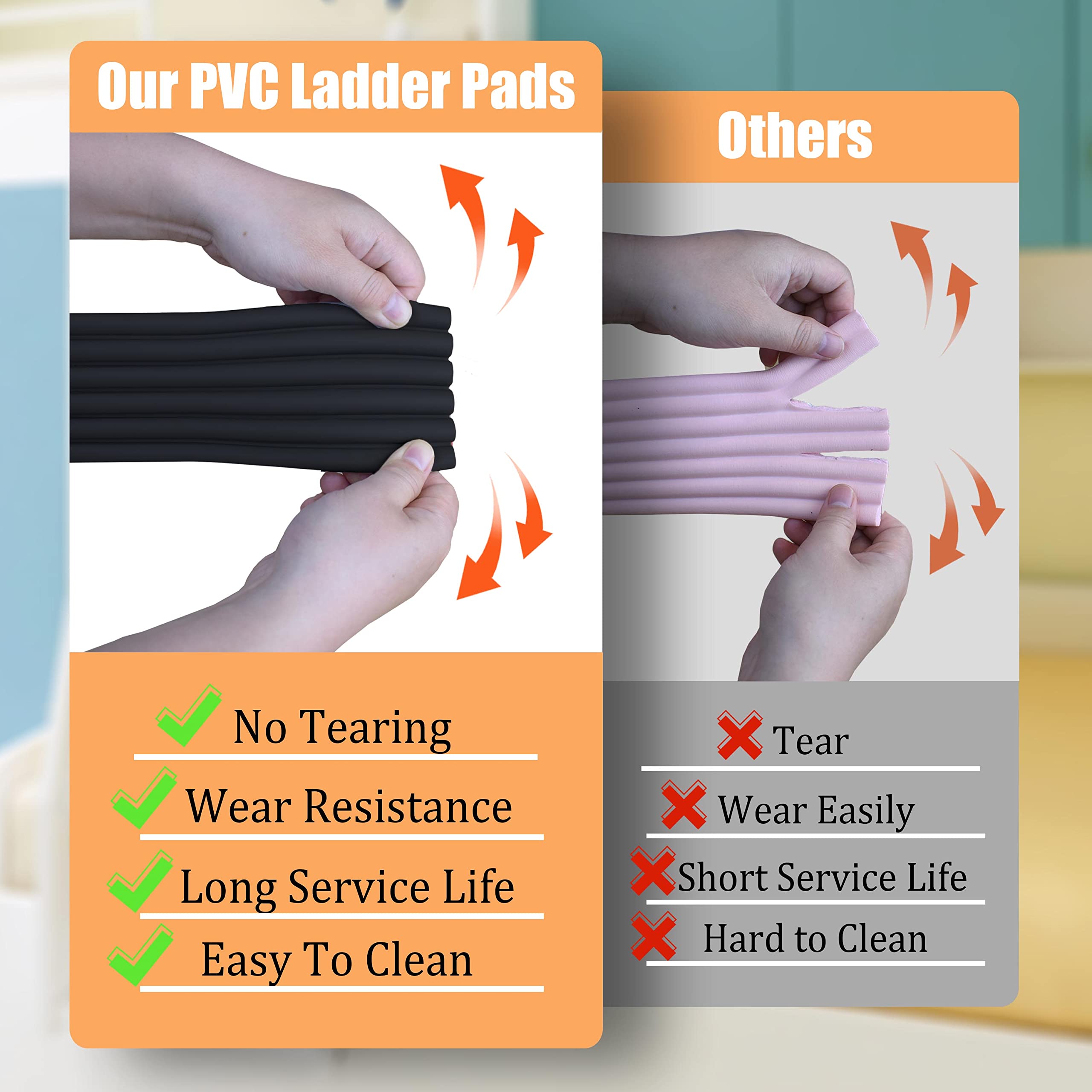 Amerbro Bunk Bed Ladder Pads - PVC Soft Corner Protectors with Strong Adhesive Bunk Bed Ladder Cover for Stair Steps Foot Comfort 6.6 ft (2M) - Grey