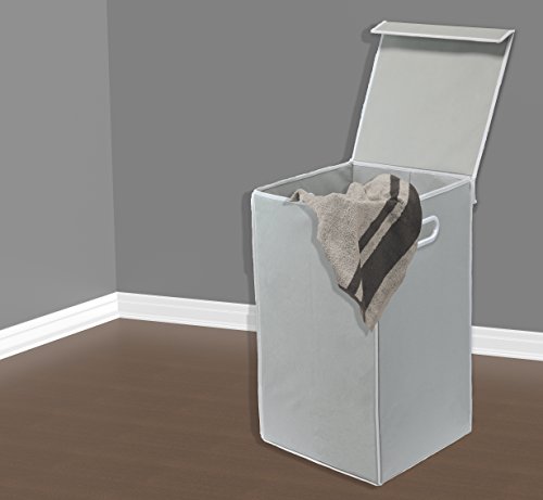 Simple Houseware Foldable Laundry Hamper Basket with Lid, Grey
