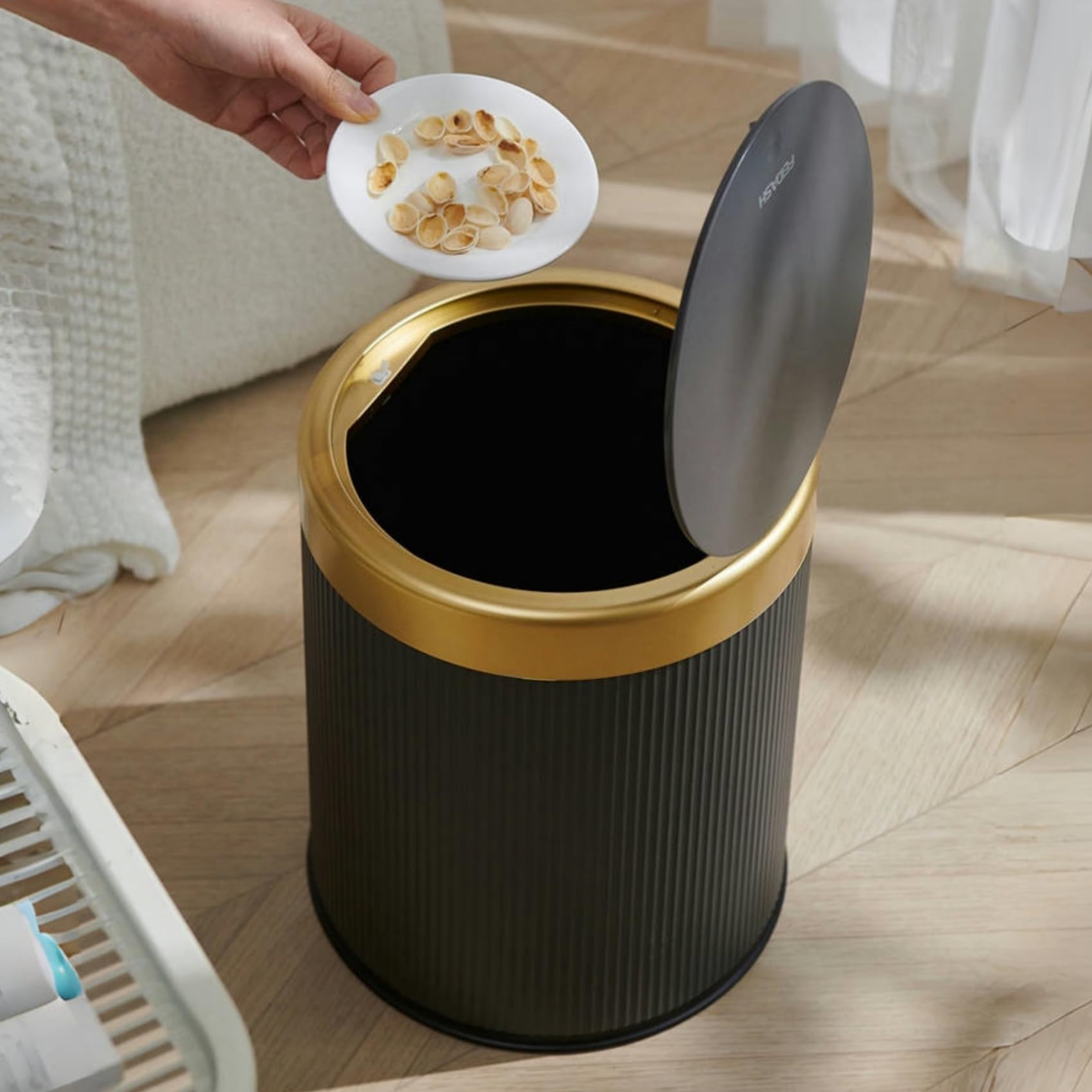 URALFA Automatic Motion Sensor Bathroom Trash Can with Lid, 10.5 Liter / 2.8 Gallon Touchless Trash Bin, Smart Dog Proof Garbage Can, Small Waste Basket for Toilet, Office, Bedroom (Dark Grey)